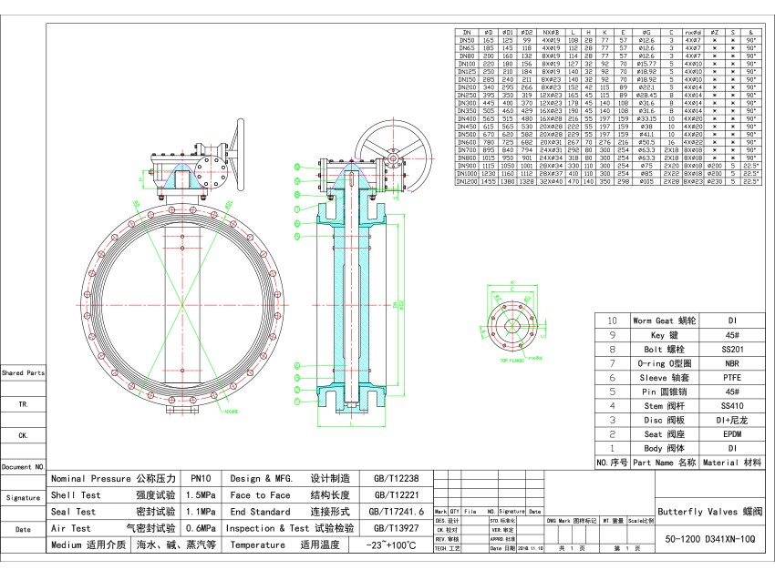 Double Flange Butterfly Valve Dimensions - Buy Double Flange Butterfly ...